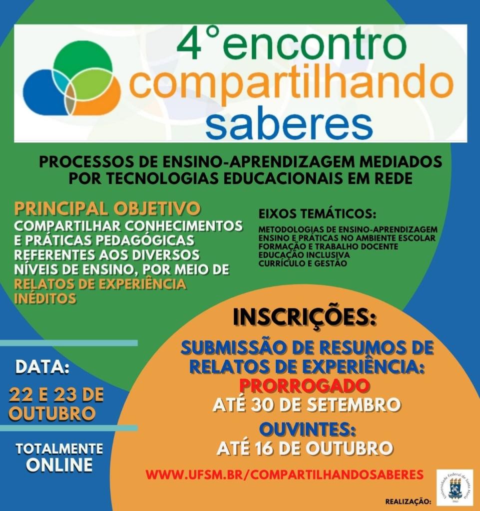 Encontro Compartilhando Saberes divulgará relatos de experiências didático-pedagógicas de forma ...