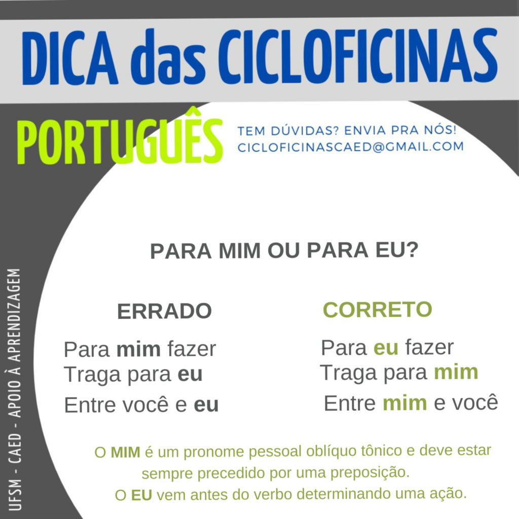 Cicloficinas Dicas De L ngua Portuguesa Mim X Eu E Vista X A Vista