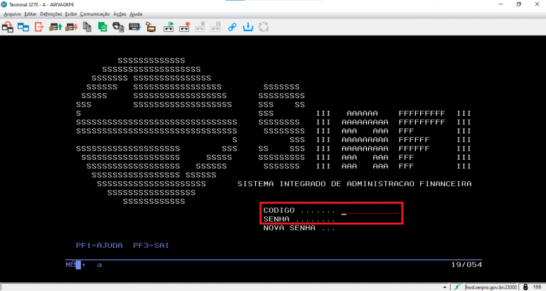 Primeiros passos no SIAFI OPERACIONAL (TELA PRETA) – DCF