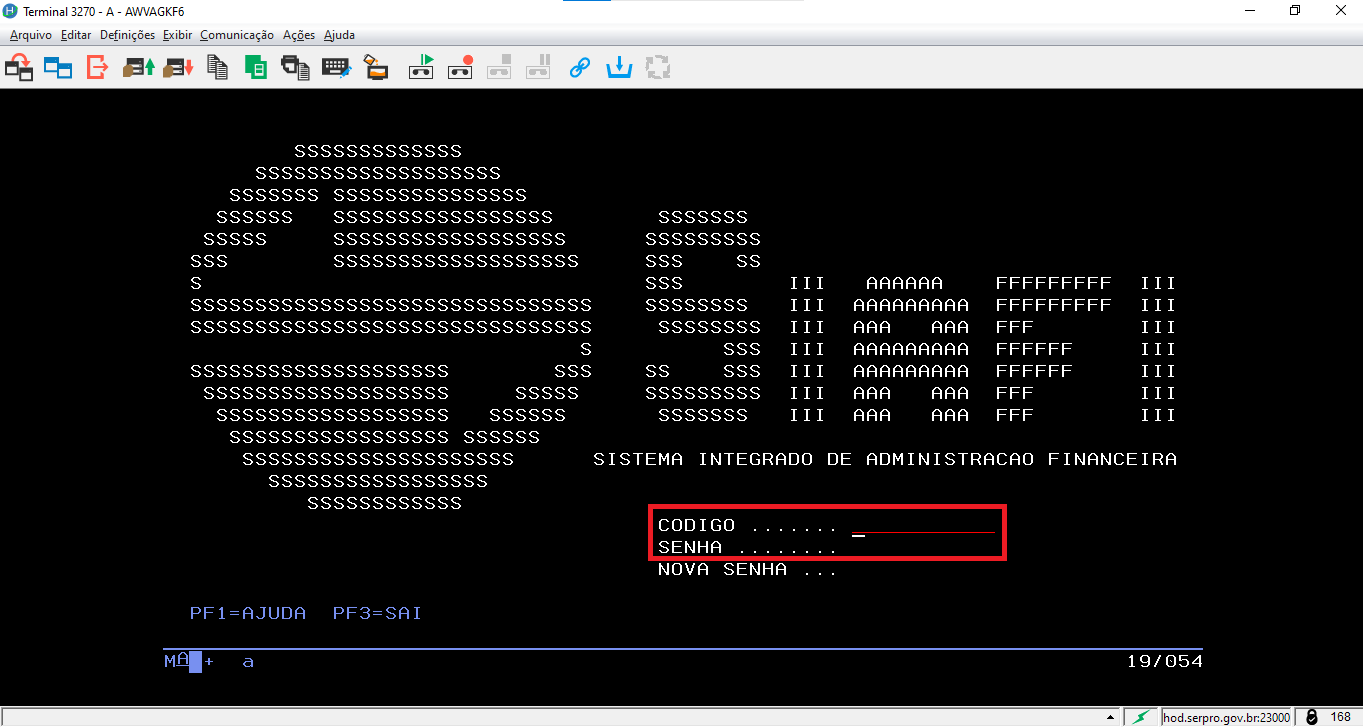 Primeiros passos no SIAFI OPERACIONAL (TELA PRETA) – DCF
