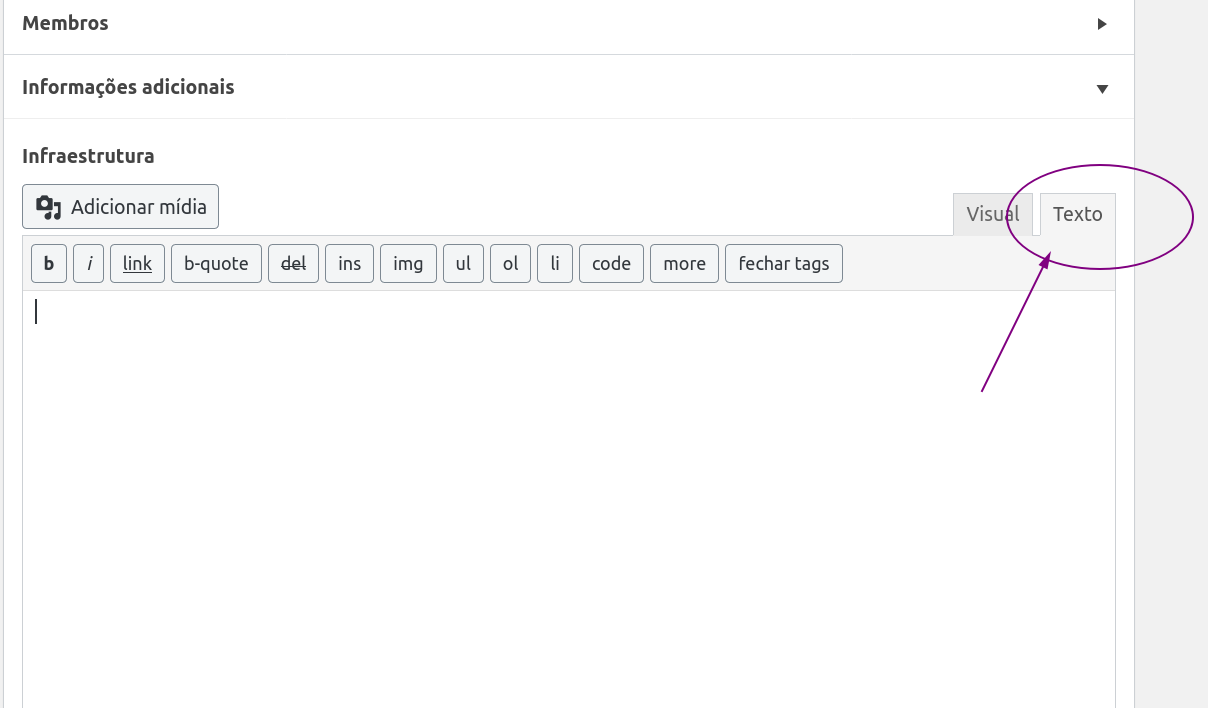 Como fazer para inserir um iframe em páginas de Grupos Acadêmicos – Guia Sítios