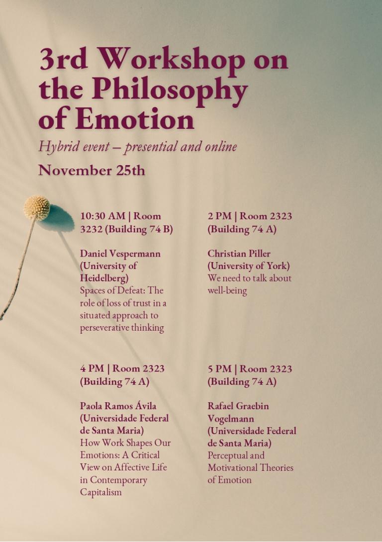 3rd Workshop on the Philosophy of Emotion – Filosofia