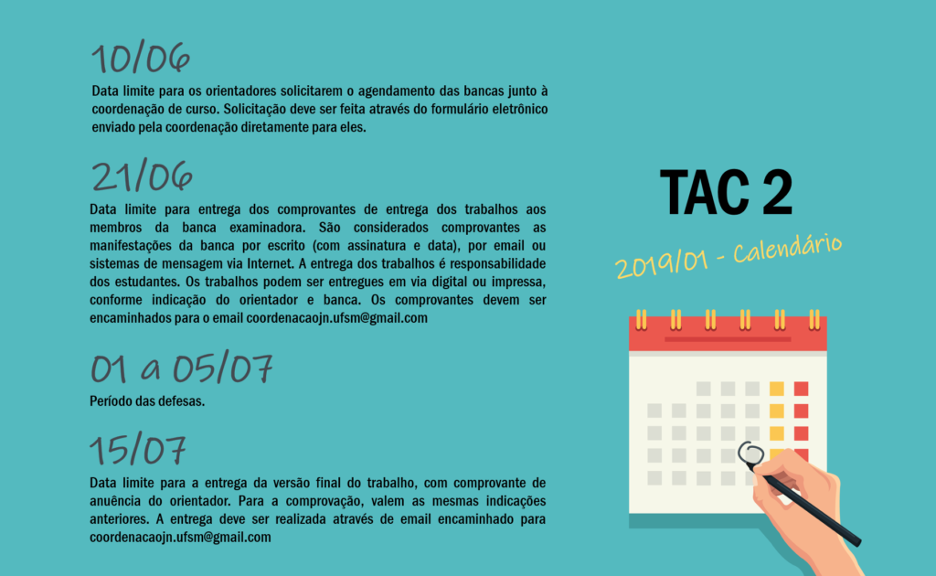 Calendário de Defesas de TAC 2 2019/01 – Jornalismo