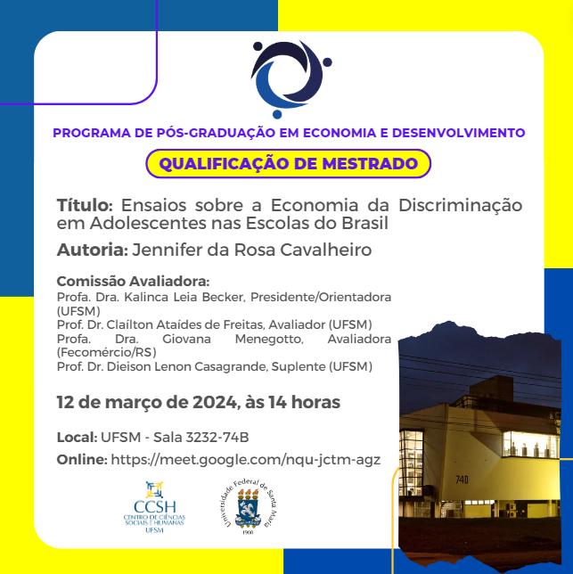 Qualificação de Mestrado – Jennifer da Rosa Cavalheiro – PPGE&D