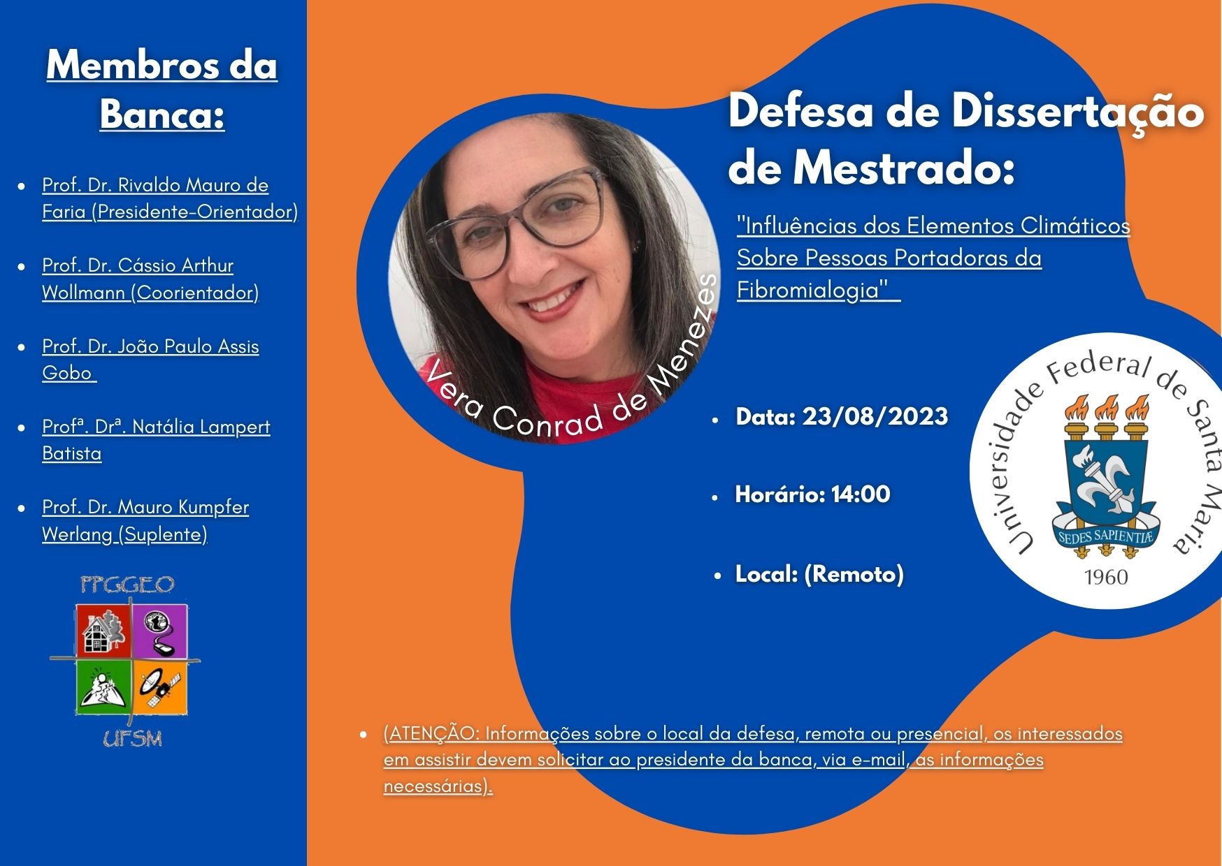 Convite para Defesa de Dissertação de Mestrado de Vera Conrad de ...