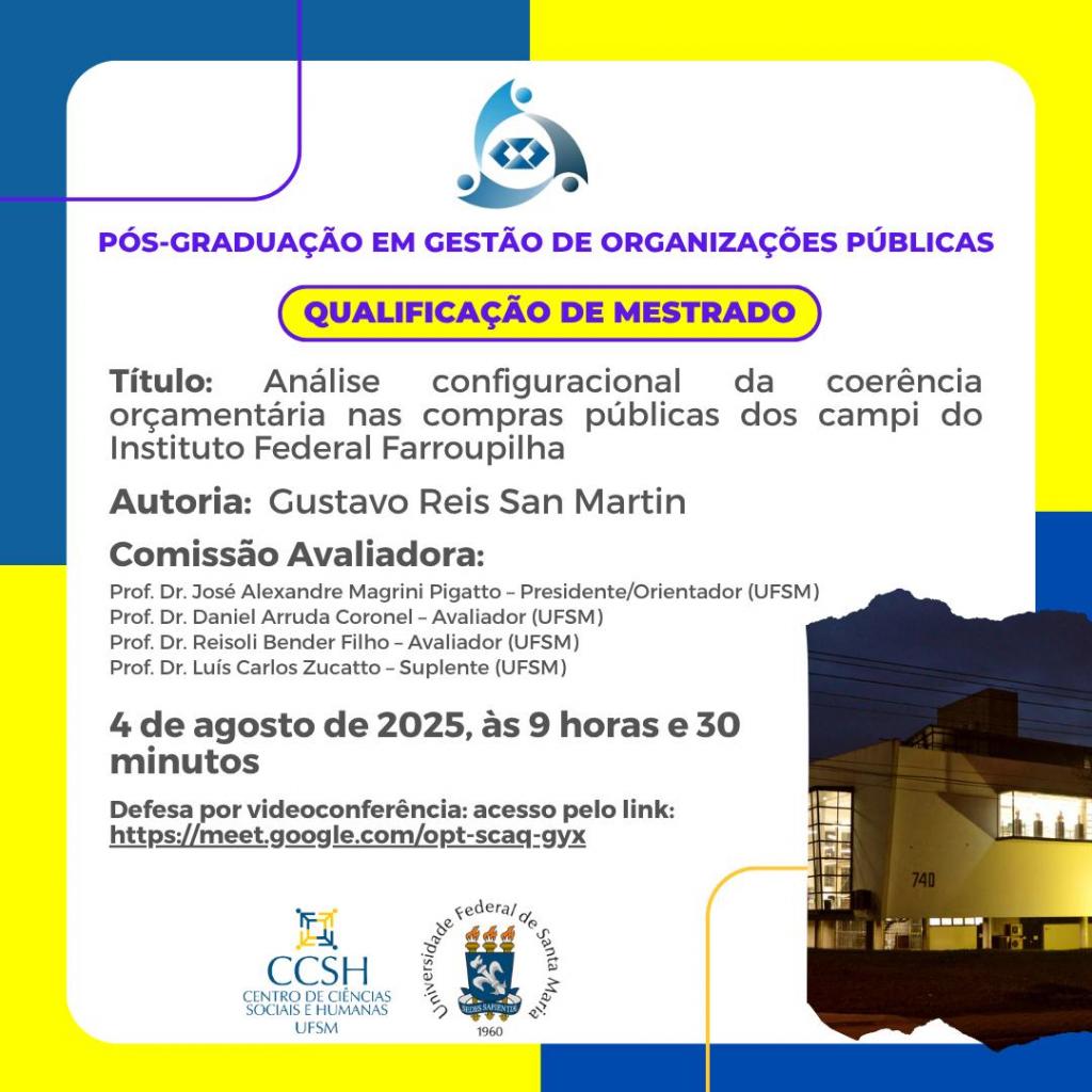 Qualificação de mestrado – Gustavo Reis San Martin – PPGOP