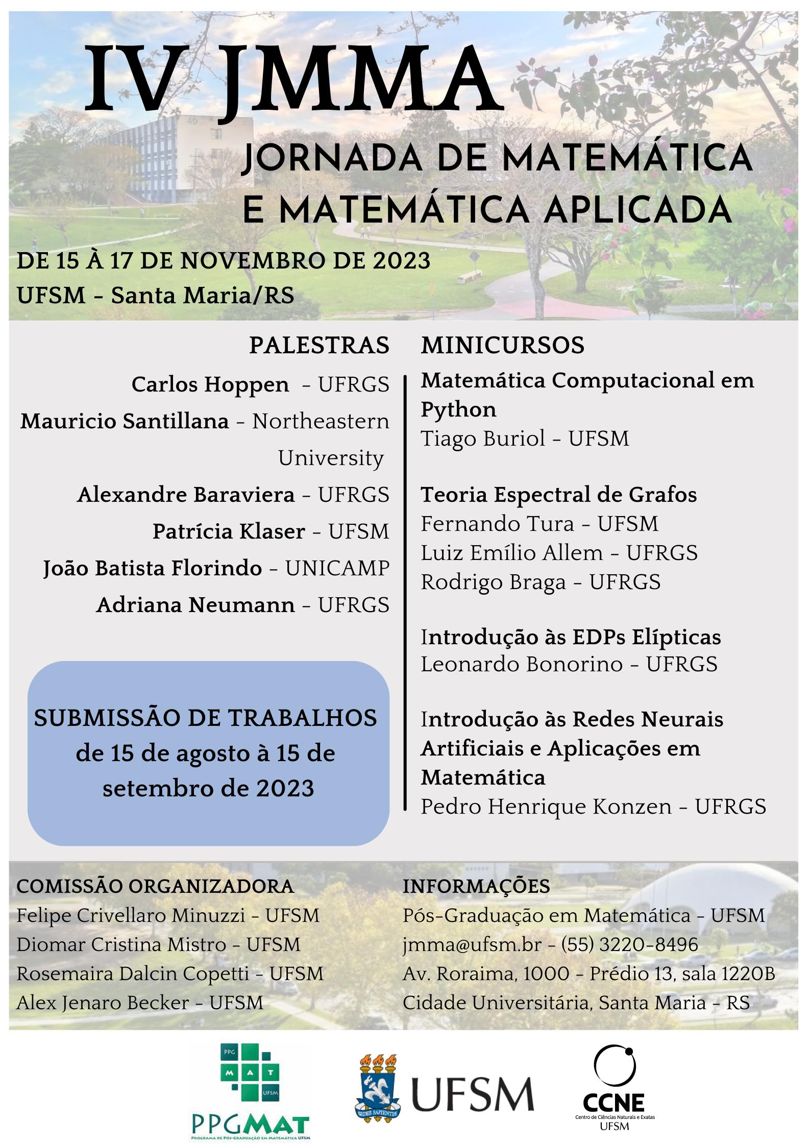 IV JMMA – IV JORNADA DE MATEMÁTICA E MATEMÁTICA APLICADA – PPGMAT