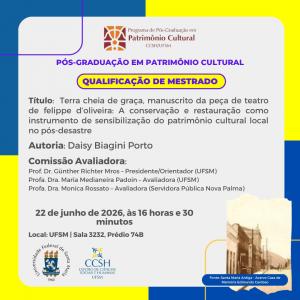 Qualificação de mestrado – Daisy Biagini Porto – PPGPC