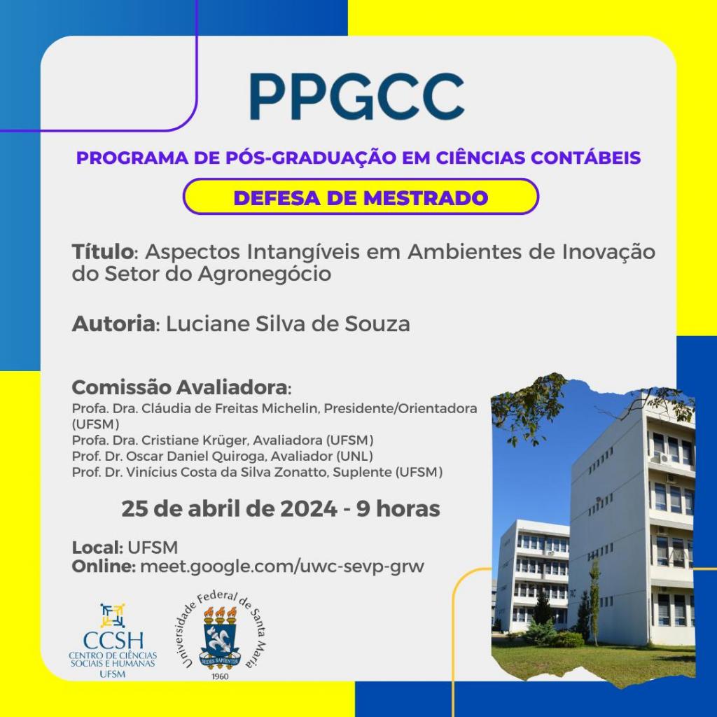 Defesa de mestrado – Luciane Silva de Souza – PPGCC