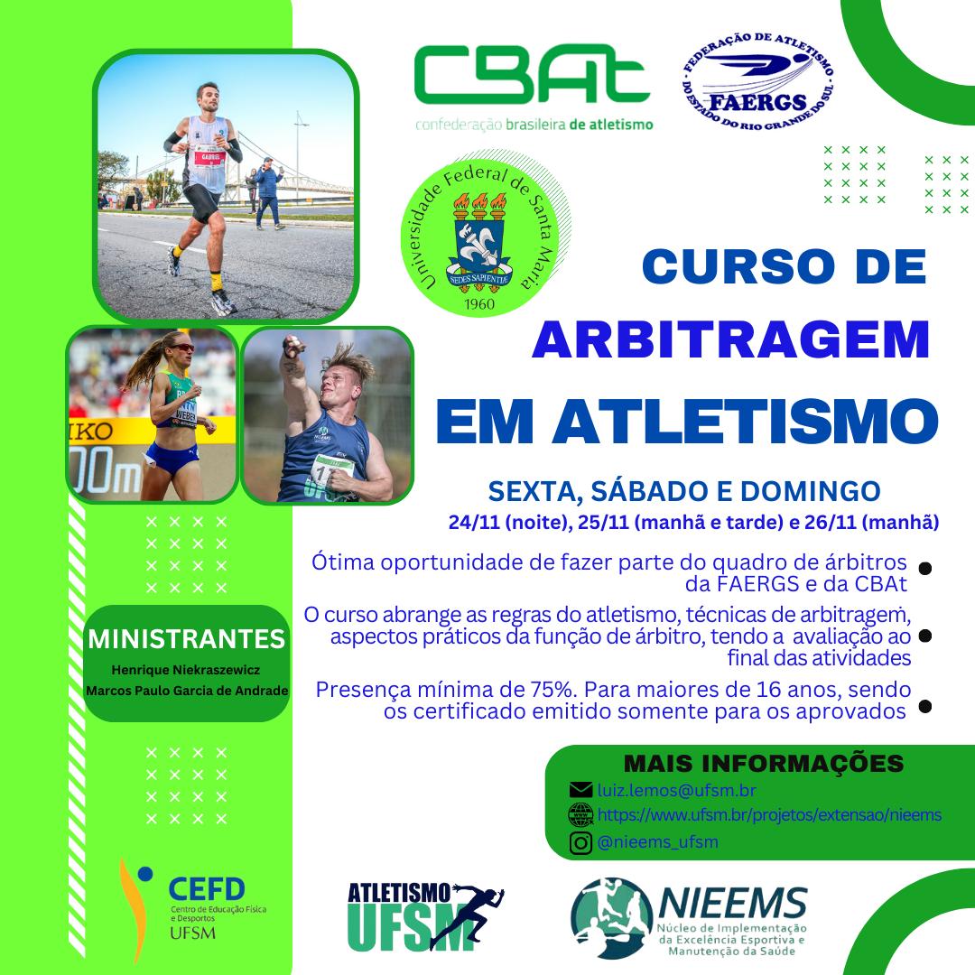 Vem aí o curso de arbitragem de atletismo da FAERGS e CBAt – NIEEMS
